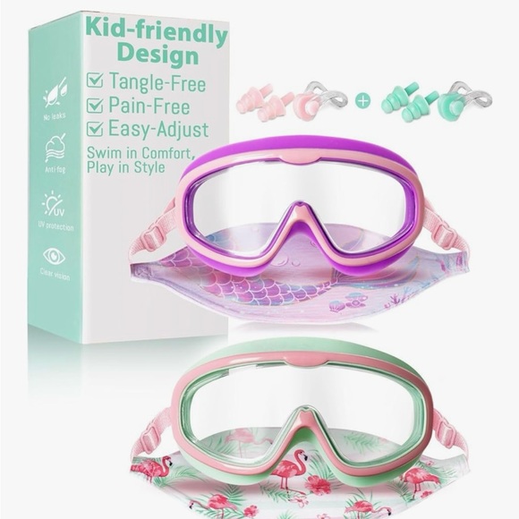 Toys | Kids Swim Goggles Set Purple And Green | Poshmark